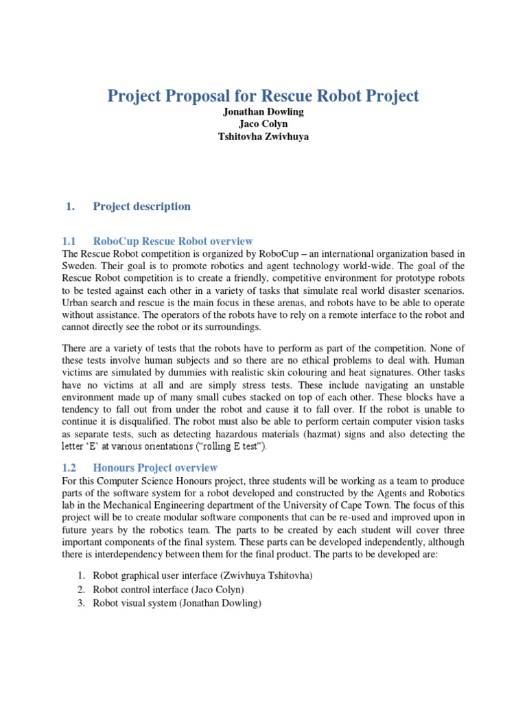 Project Proposal For Rescue Robot Project | PDF | Graphical User Interfaces | Robot