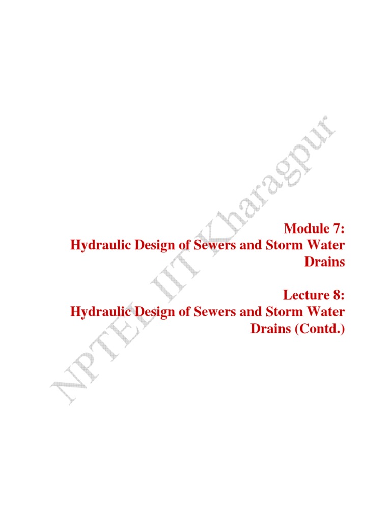 m7 L8-Hydraulic Design of Sewers and Storm Water Drainage | PDF ...