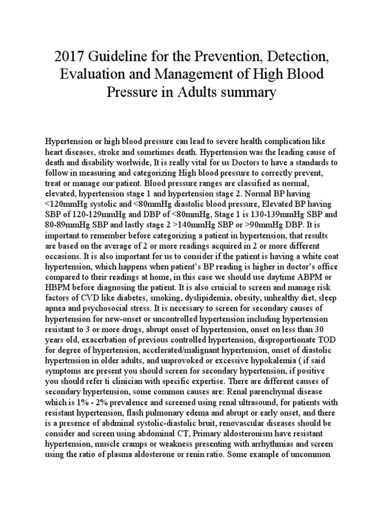 2017 Guideline For The Prevention, Detection, Evaluation and Management ...