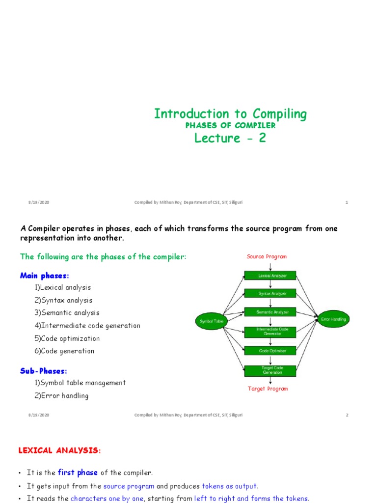 L2 - Phases of Compiler | PDF | Compiler | Parsing L2 - Phases of Compiler | PDF | Compiler | Parsing