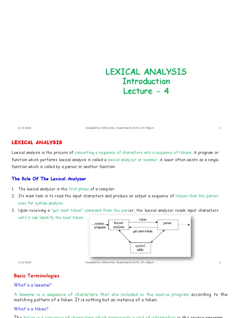 L4 - Lexical Analysis (Introduction) | PDF | Software Engineering ...