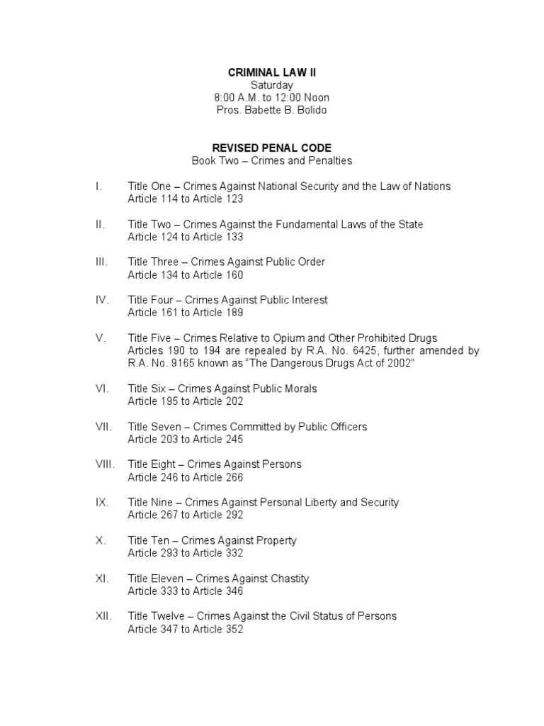 Criminal Law Ii | PDF | Crime & Violence | Crime Thriller