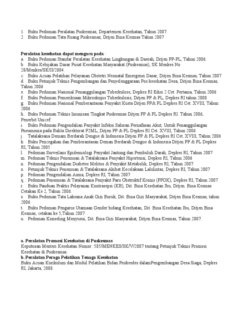 Buku Pedoman Peralatan Puskesmas | PDF