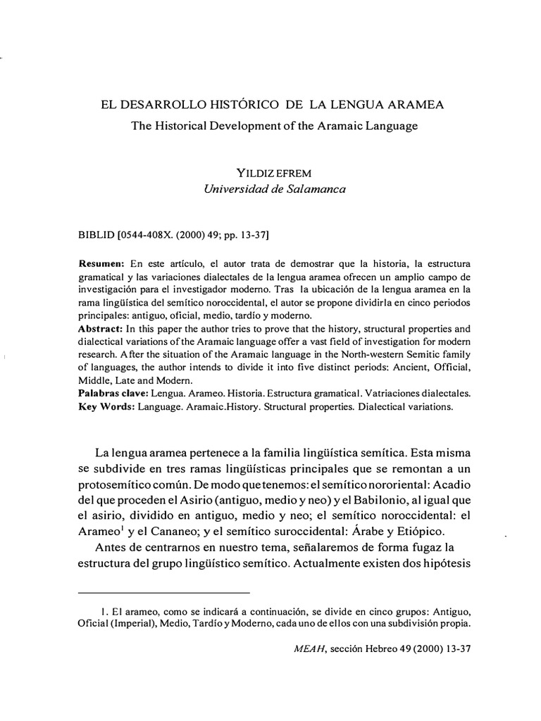 YILDIZ E. - El Desarrollo Histórico de La Lengua Aramea - MEAH 49 (2000 ...