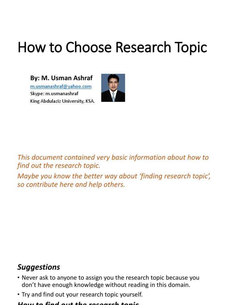 How To Choose Research Topic | PDF | Academic Publishing | Abstract ...