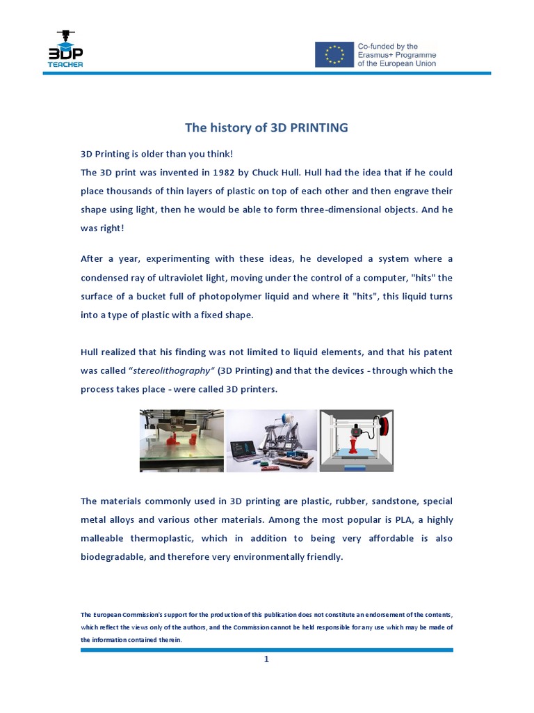 The History of 3D PRINTING | PDF | 3 D Printing | Printing