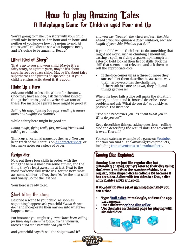 How To Play Amazing Tales: A Roleplaying Game For Children Aged Four ...