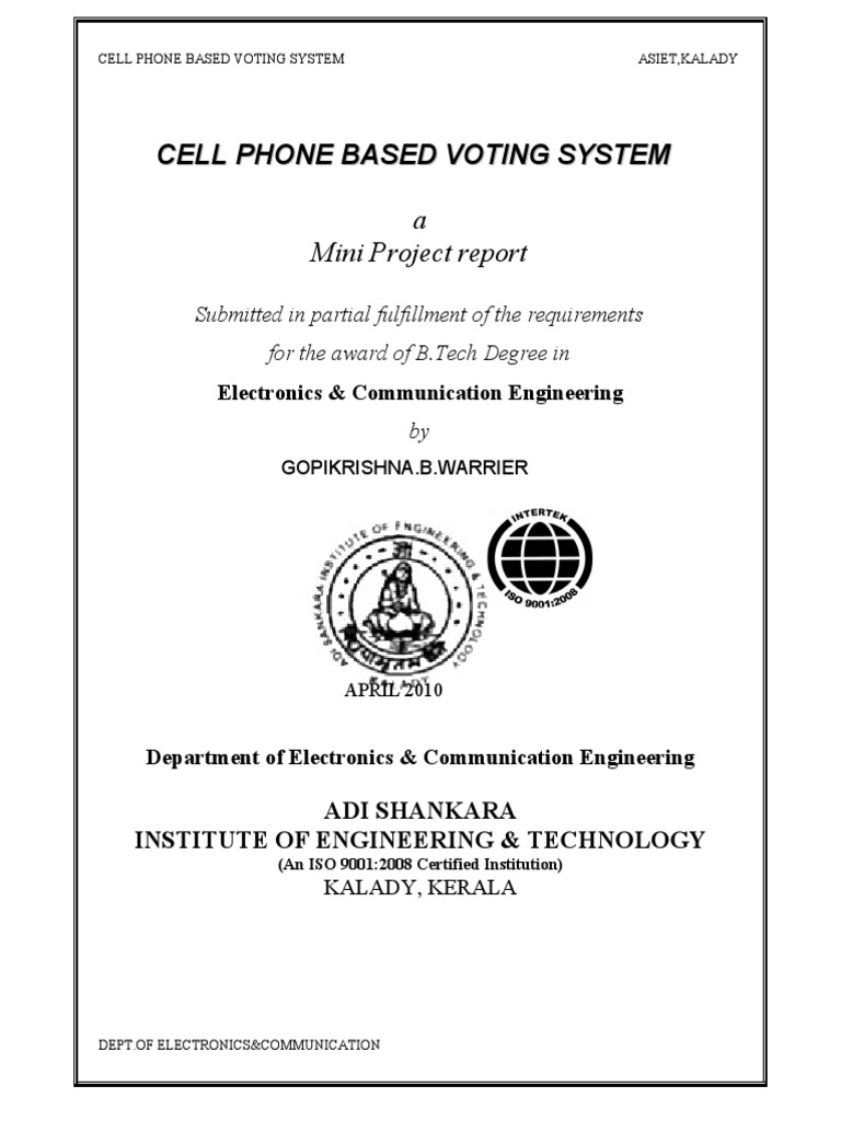Cell Phone Based Voting System | PDF | Printed Circuit Board | Analog ...