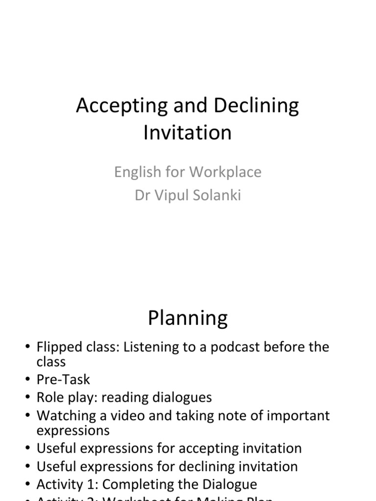 Accepting and Declining Invitations Guide | PDF | Home & Garden