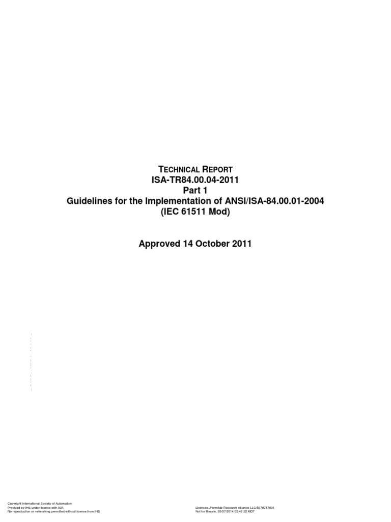 TECHNICAL REPORT ISA-TR84.00.04-2011 Part 1 Guidelines For The ...