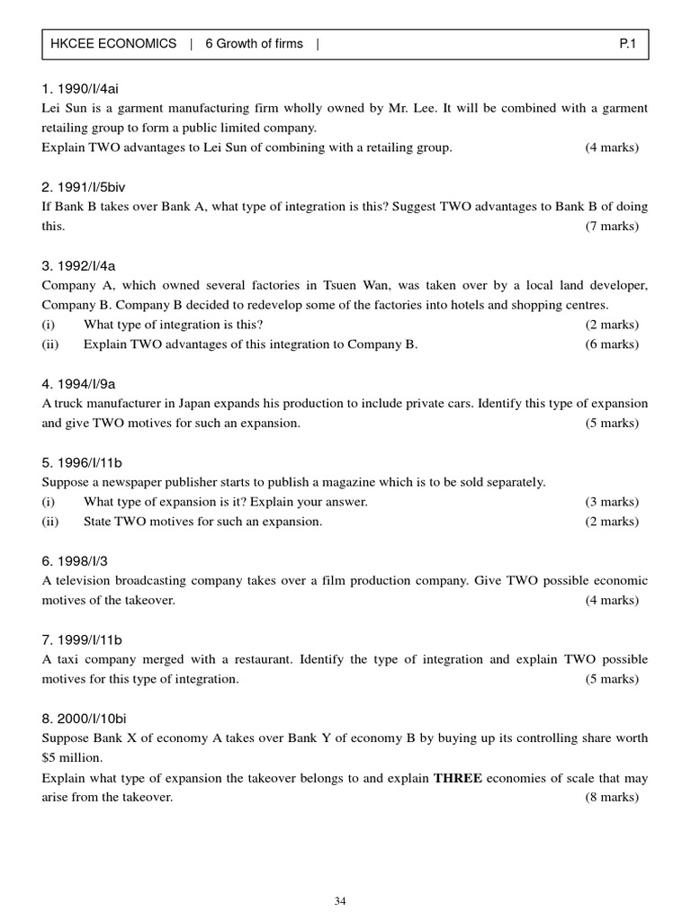 Hkcee Economics - 6 Growth of Firms - P.1 | PDF | Economies | Business