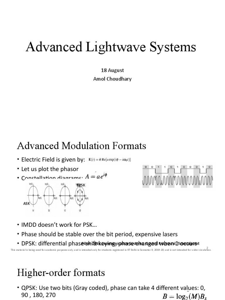 Advanced Lightwave Systems: 18 August Amol Choudhary | PDF | Physical ...