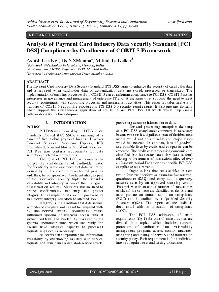 Analysis of Payment Card Industry Data Security Standard (PCI DSS ...
