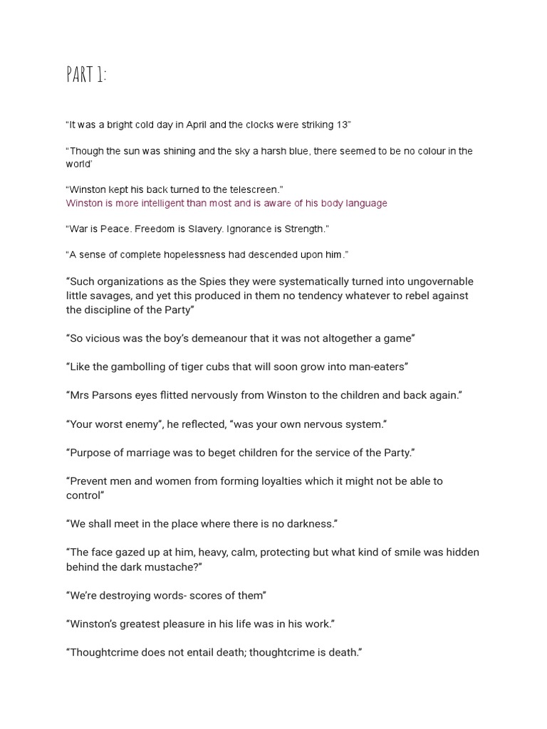 Key Quotes from Orwell's 1984 | PDF