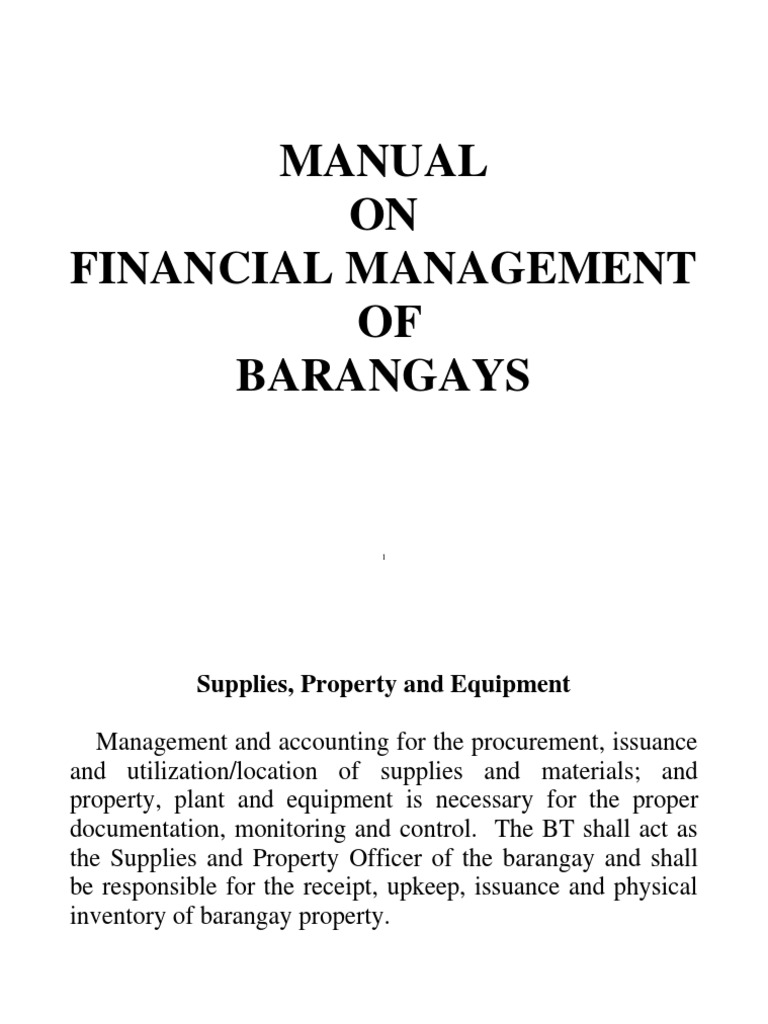 Manual On Financial Management of Barangays MODULE 2 | PDF | Inventory ...