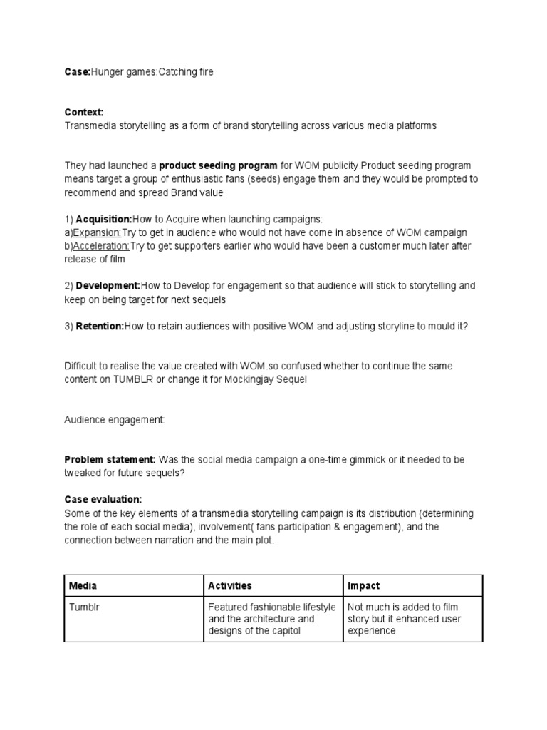 Case:Hunger Games:catching Fire | PDF