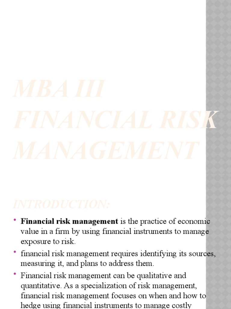 Mba Iii Financial Risk Management | PDF | Financial Risk | Credit
