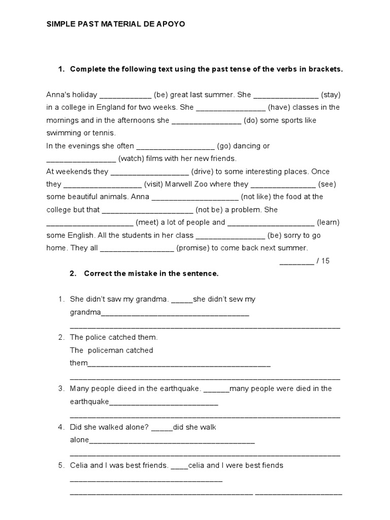 Simple Past Material de Apoyo | PDF | Morphology | Cognitive Science