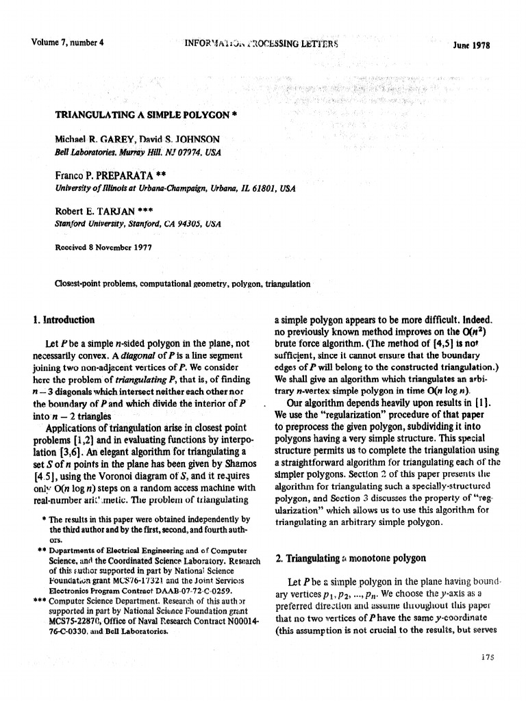 Triangulating A Simple Polygon Pdf Vertex Geometry Polygon 