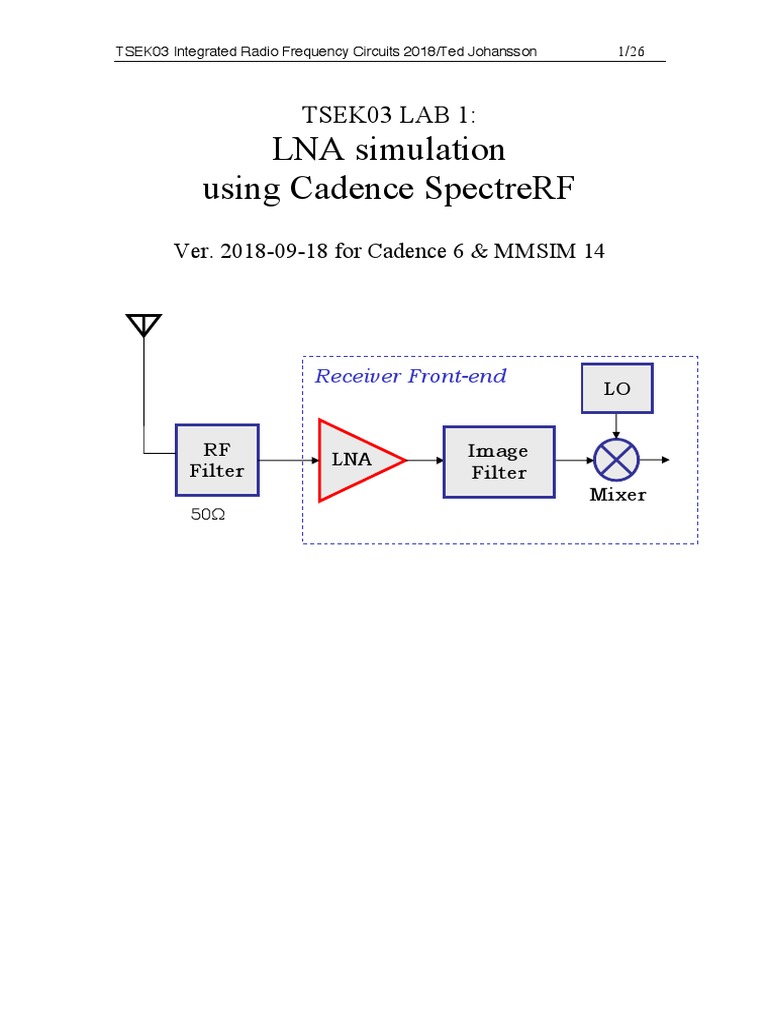 LNA Simulation Using Cadence Specter RF | PDF | Amplifier | Information ...