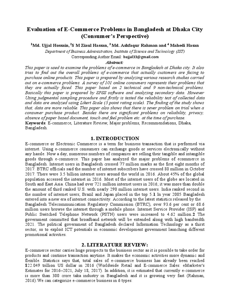 E-Commerce Challenges in Dhaka, Bangladesh | PDF | E Commerce | Internet Access