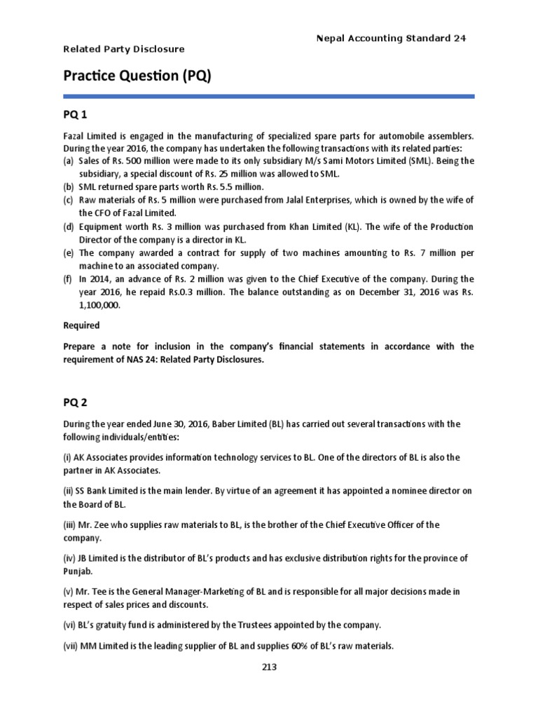 NAS 24 - Questions | Download Free PDF | Cost | Business