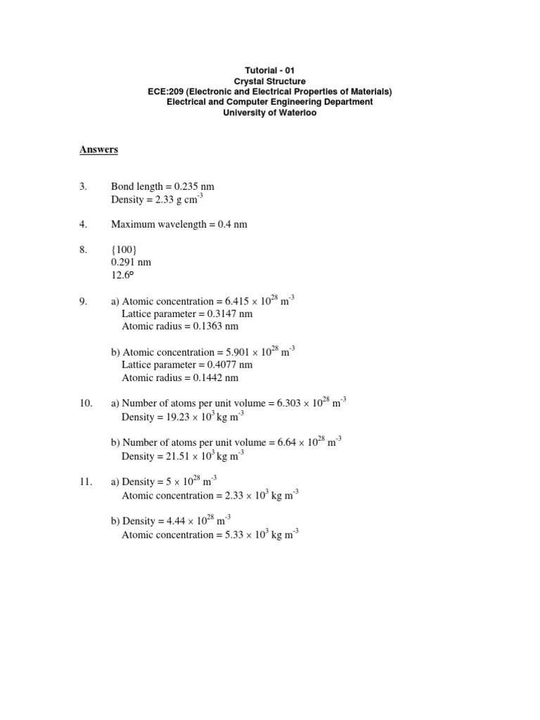 Tutorial 01 Ans | PDF