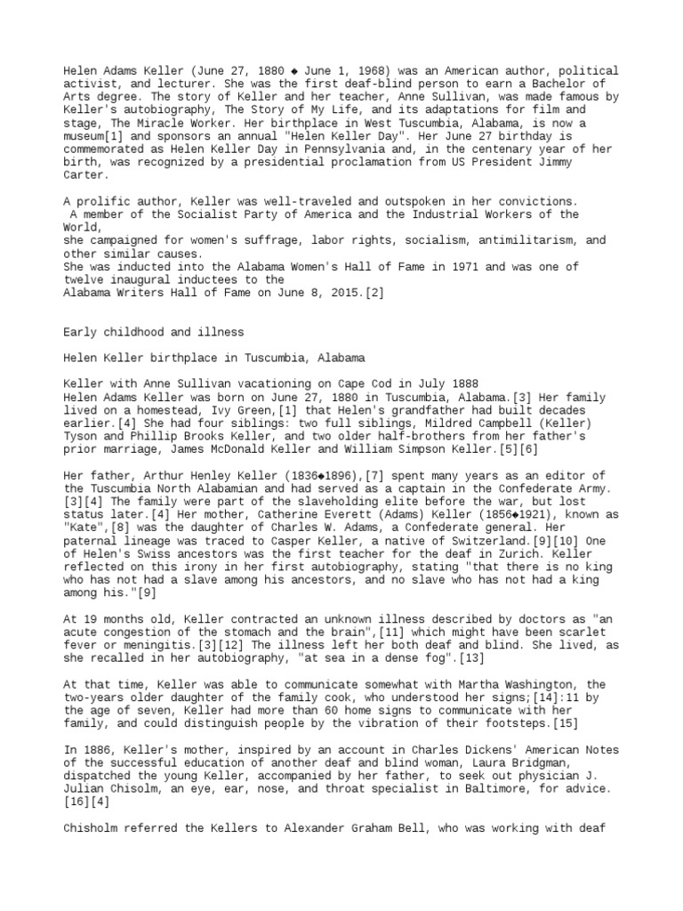 Helen Keller FActs | PDF | Helen Keller