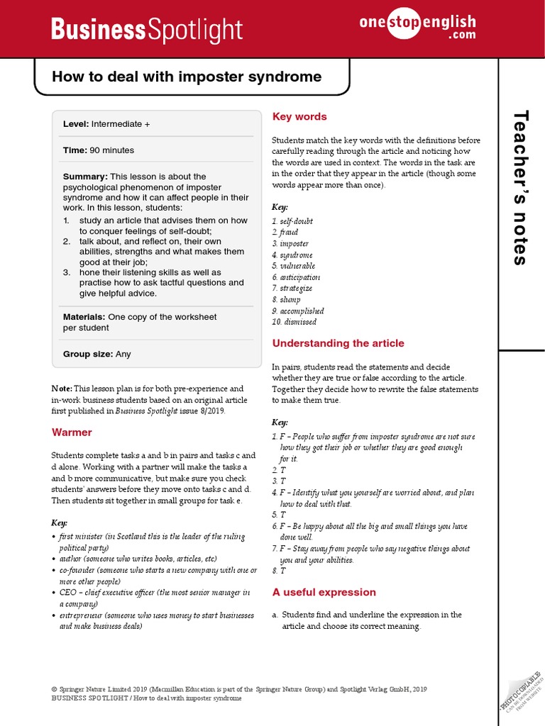How To Deal With Imposter Syndrome: Key Words | PDF