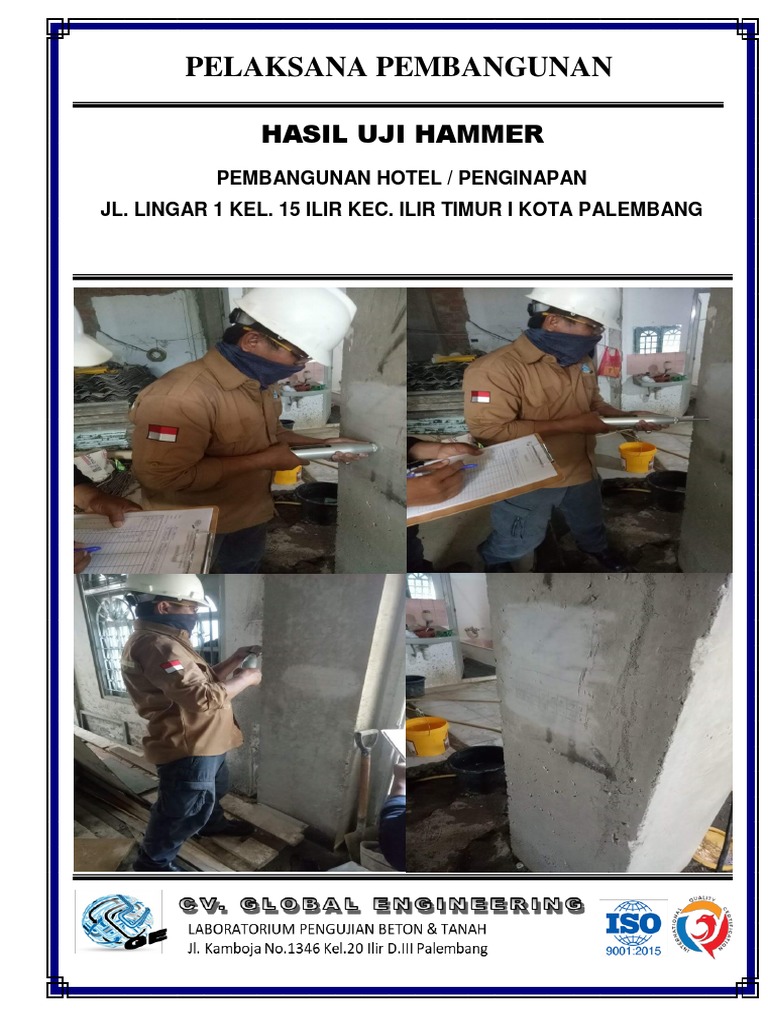 Hasil Uji Hammer Kuat Tekan Beton Hotel Palembang | PDF