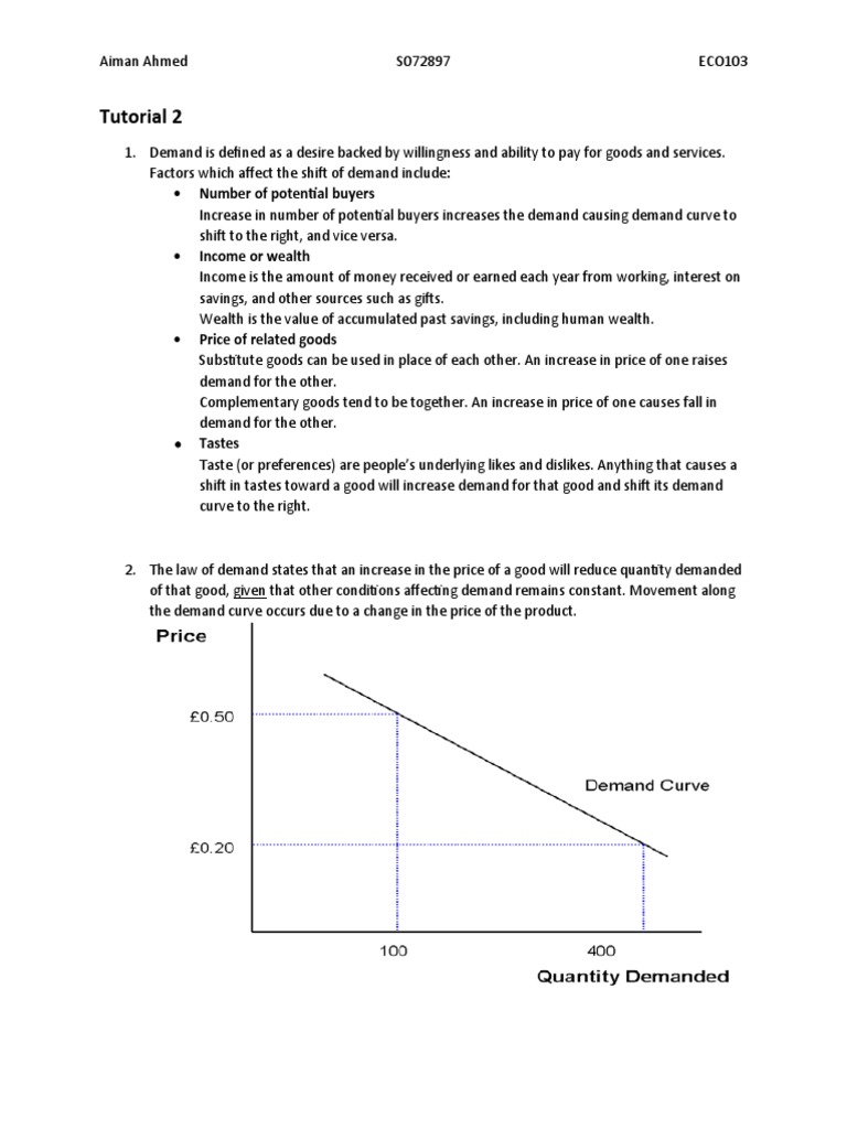 Tutorial 2 | PDF | Demand | Supply (Economics)