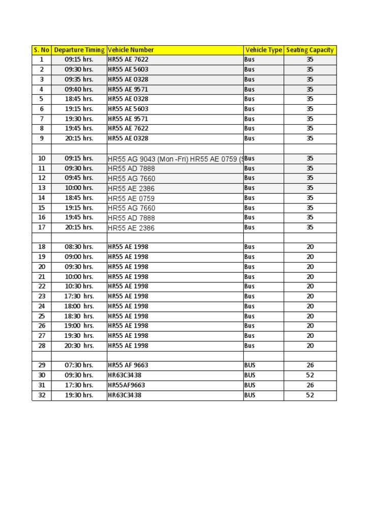 OYO Shuttle Schedule | PDF | Land Transport | Bus
