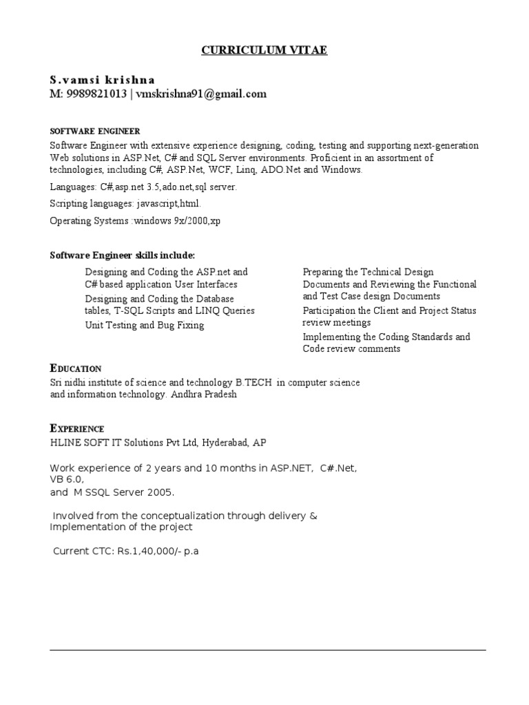 Vamshi Krishna Resume | PDF | Language Integrated Query | Web Application