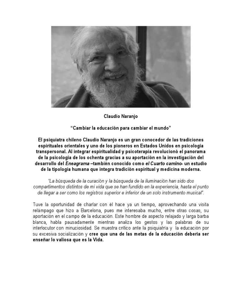 Entrevista Claudio Naranjo PDF | PDF | Eneagrama de la personalidad | Sicología