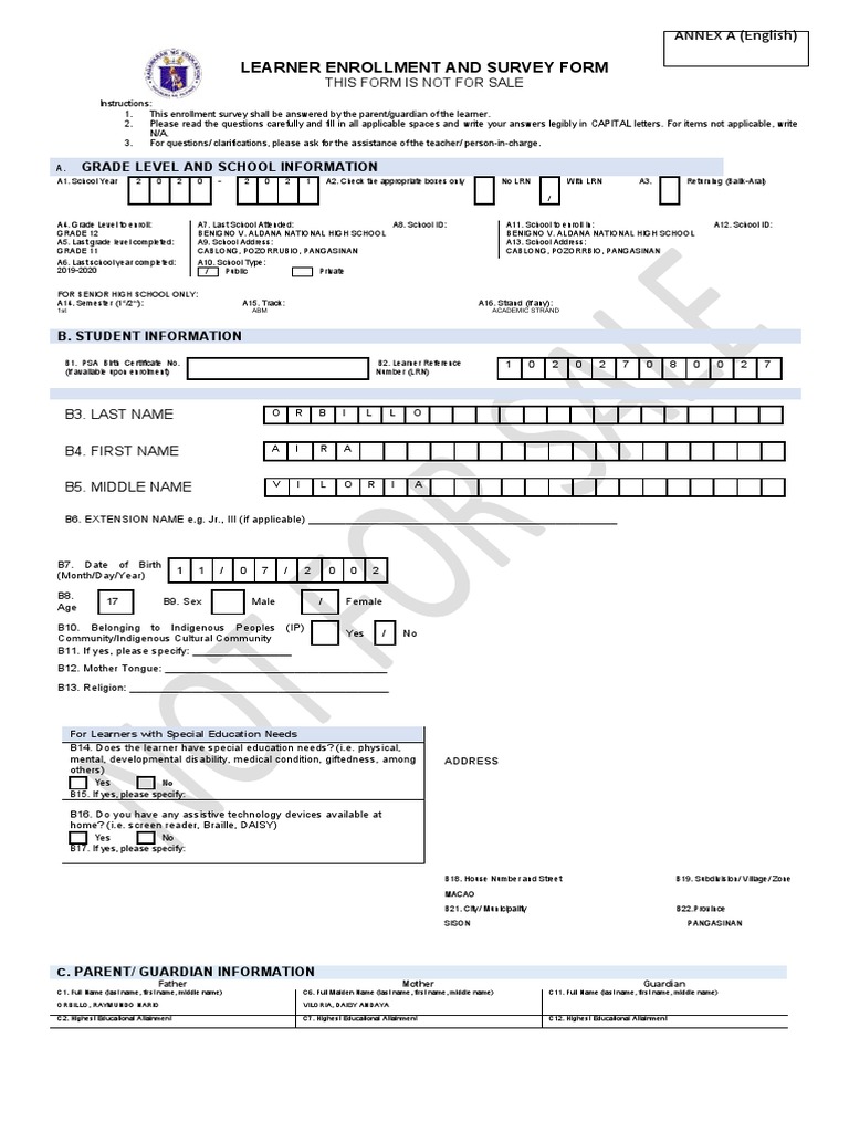 Annex-A-Form v8 English | PDF | Schools