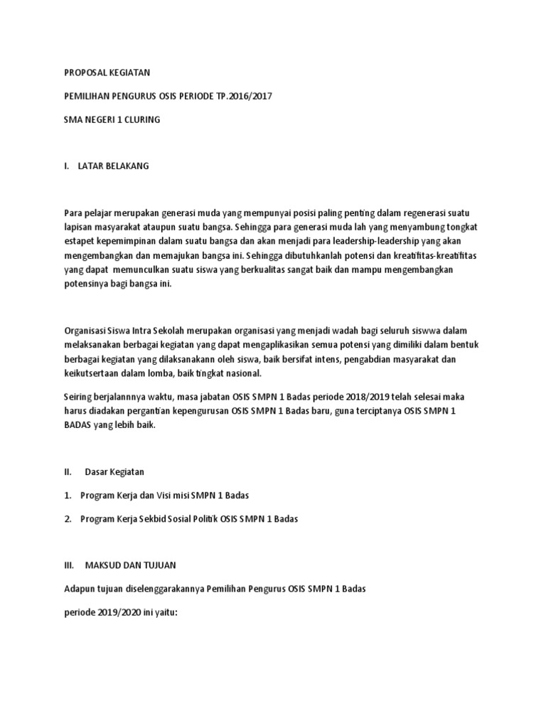 Proposal Kegiatan Osis | PDF