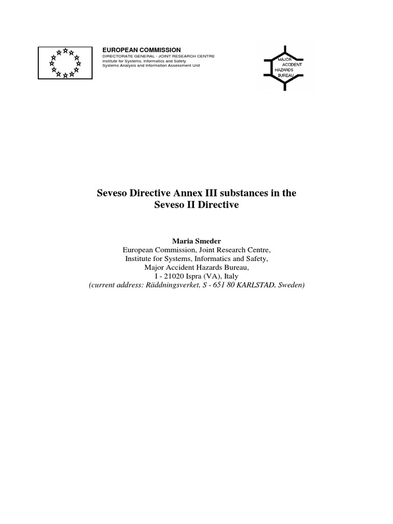 Seveso Directive Annex III Substances in The Seveso II Directive | PDF | Chemical Compounds ...