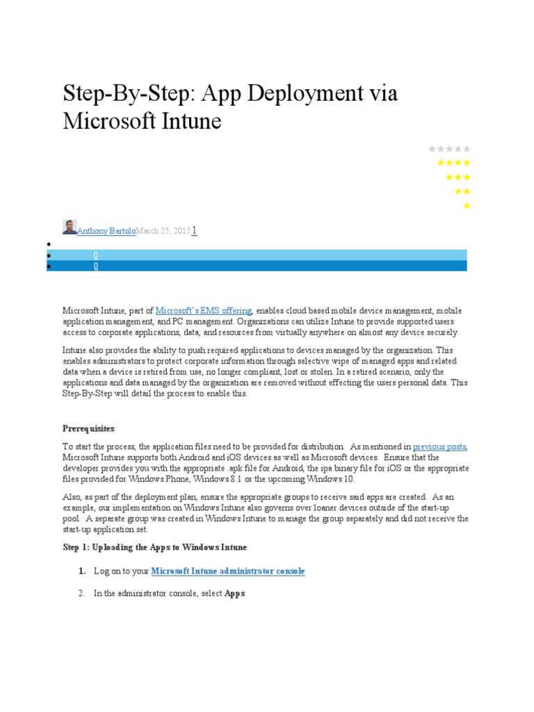 Step-By-Step App Deployment Via Microsoft Intune | PDF | Application ...
