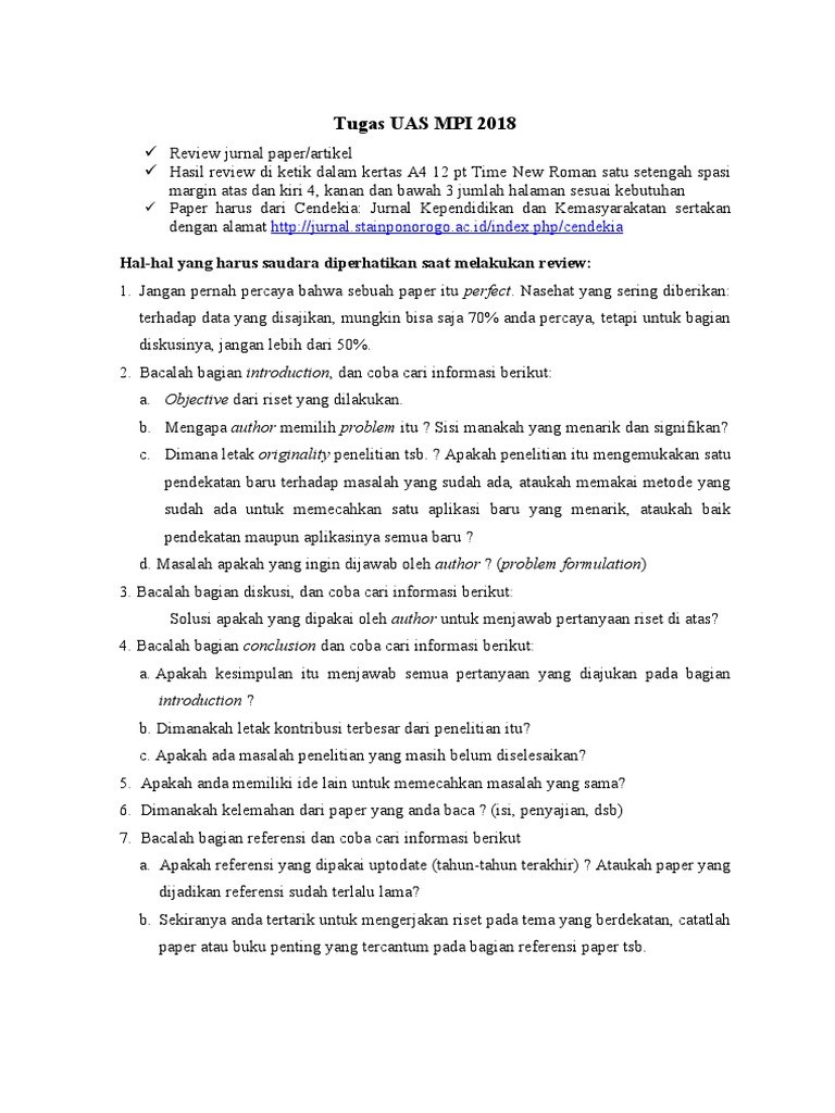 Tugas - Review Artikel - MPI - 2018 | PDF