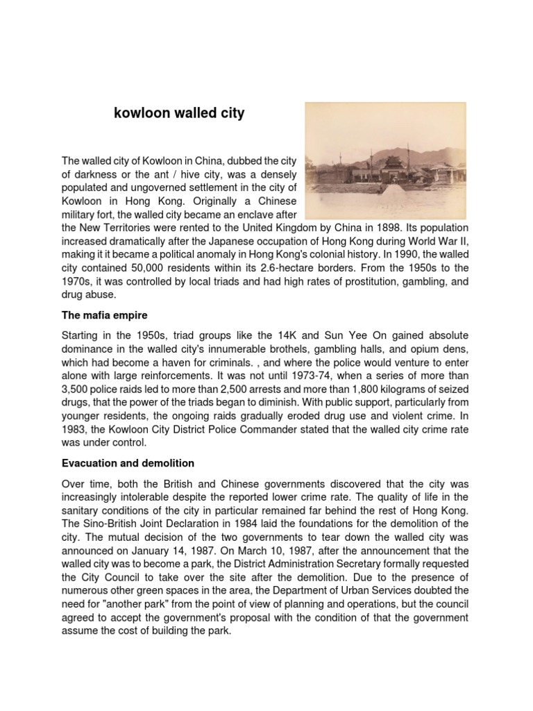 Kowloon Walled City | PDF | Crime & Violence | Crime Thriller