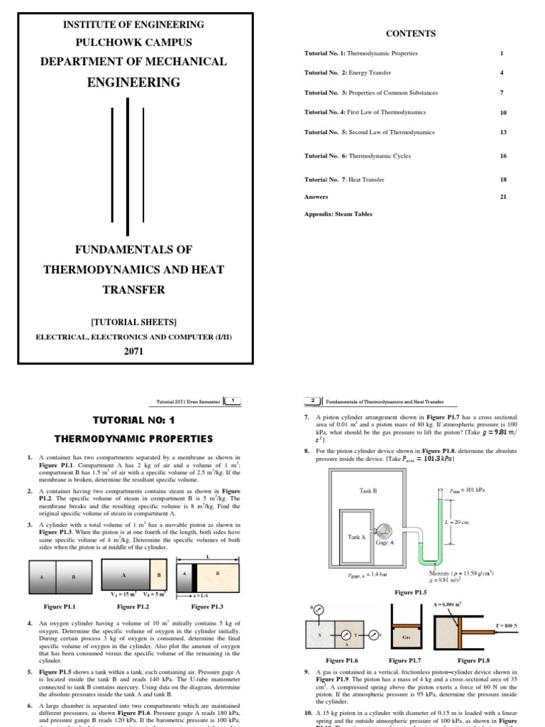 Thermodynamics Tutorial Sheets | PDF | Heat | Heat Transfer
