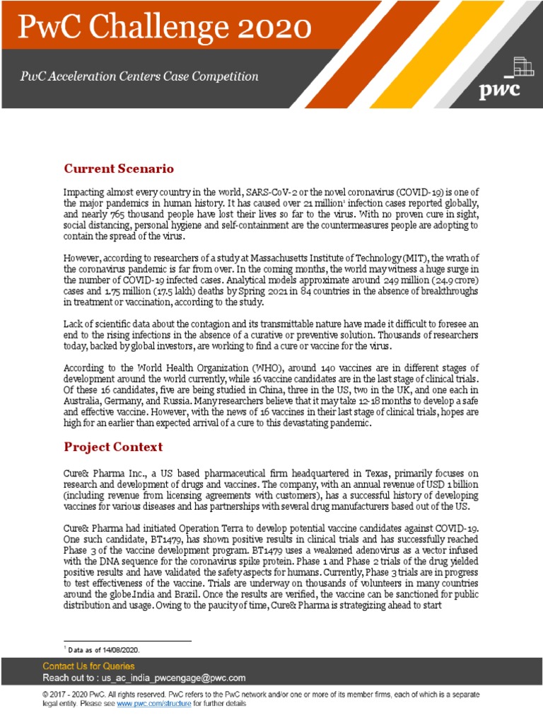 PWC Challenge 2020 - Round 1 PDF | PDF | Phases Of Clinical Research ...