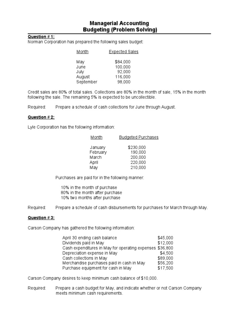 Budgeting With Answer | PDF | Expense | Budget