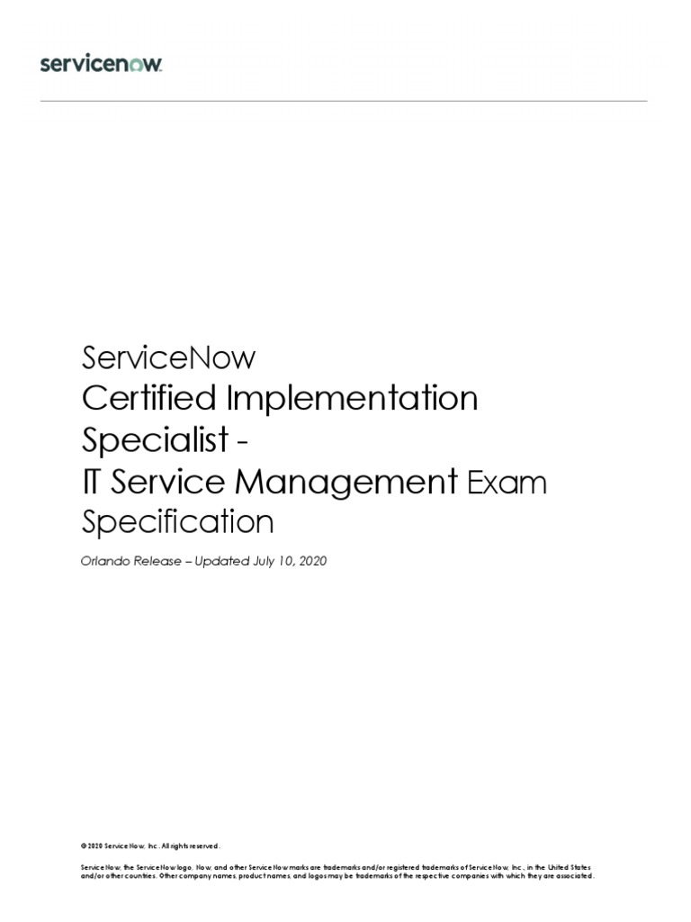 ServiceNow Cis Itsm Blueprint | PDF | Multiple Choice | Test (Assessment)