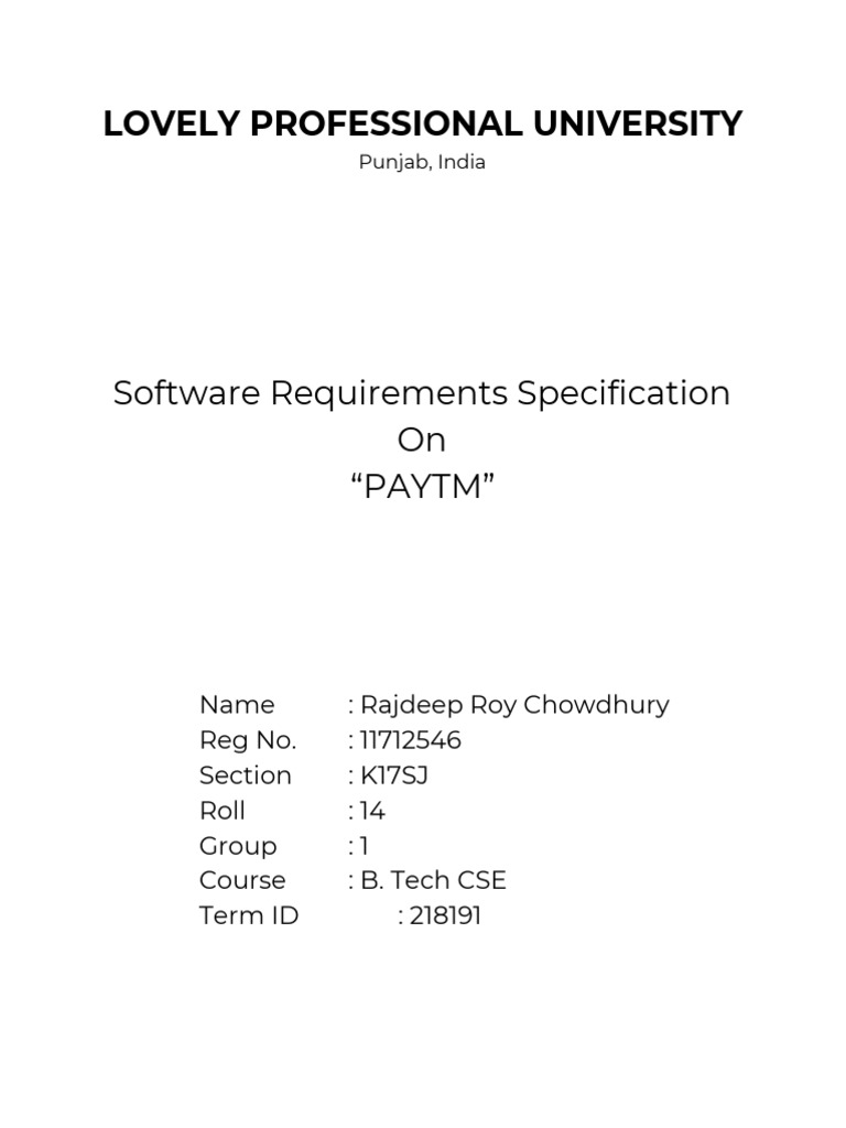 Paytm SRS Final | PDF | Qr Code | Login