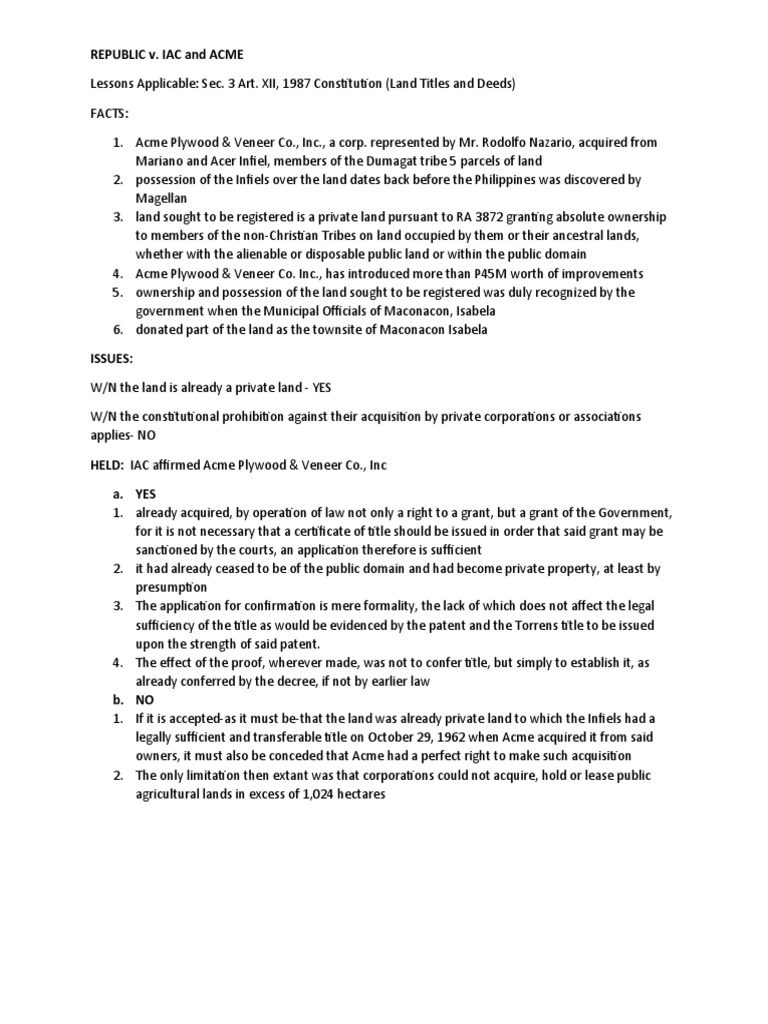 Republic v. IAC ACME | PDF | Title (Property) | Civil Law (Common Law)