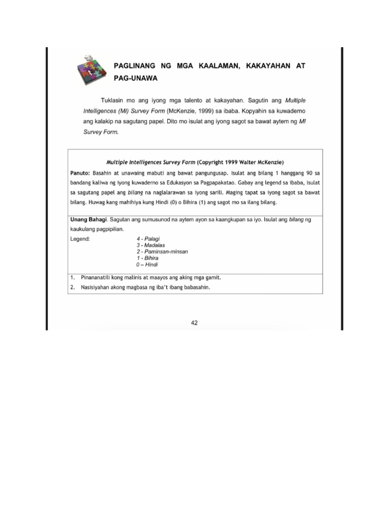 Multiple Intelligence Survey | PDF