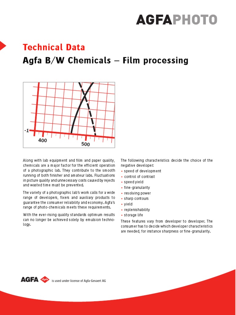 Technical Data: Agfa B/W Chemicals - Film Processing | PDF | Film Speed ...