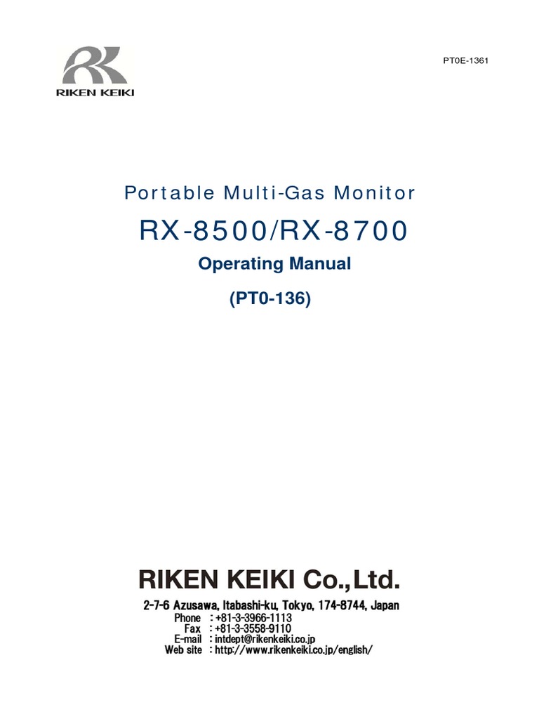 RX-8500/RX-8700: Portable Multi-Gas Monitor | PDF | Gases | Carbon Dioxide