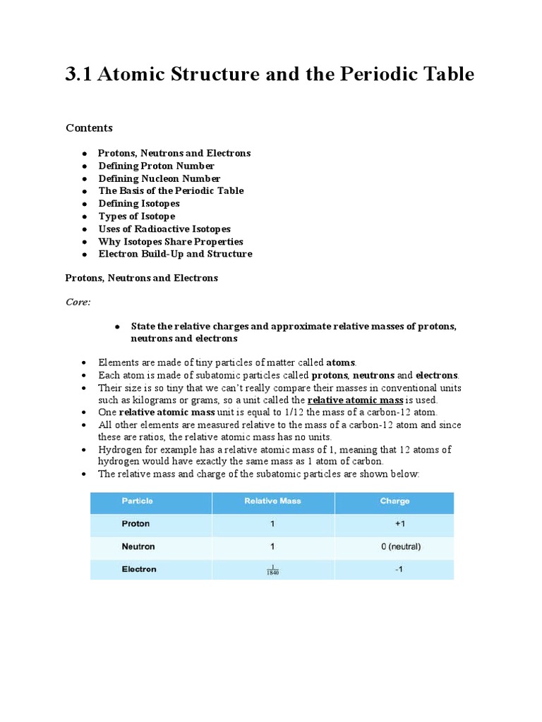 Atomic Structure and The Periodic Table | PDF | Isotope | Ion
